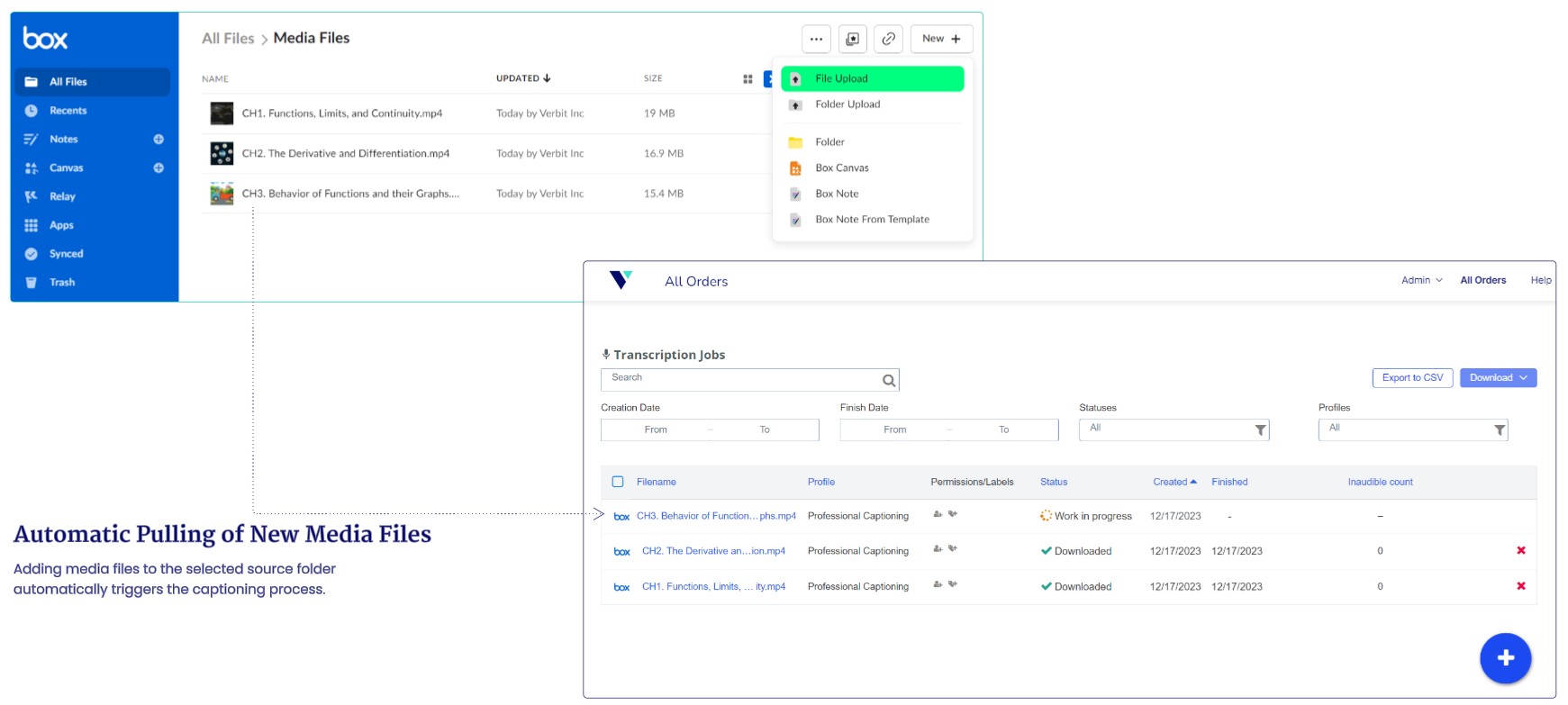 (Verbit) Integration with Box