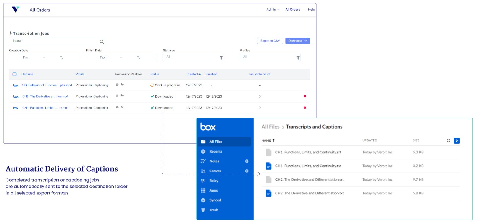 (Verbit) Integration with Box