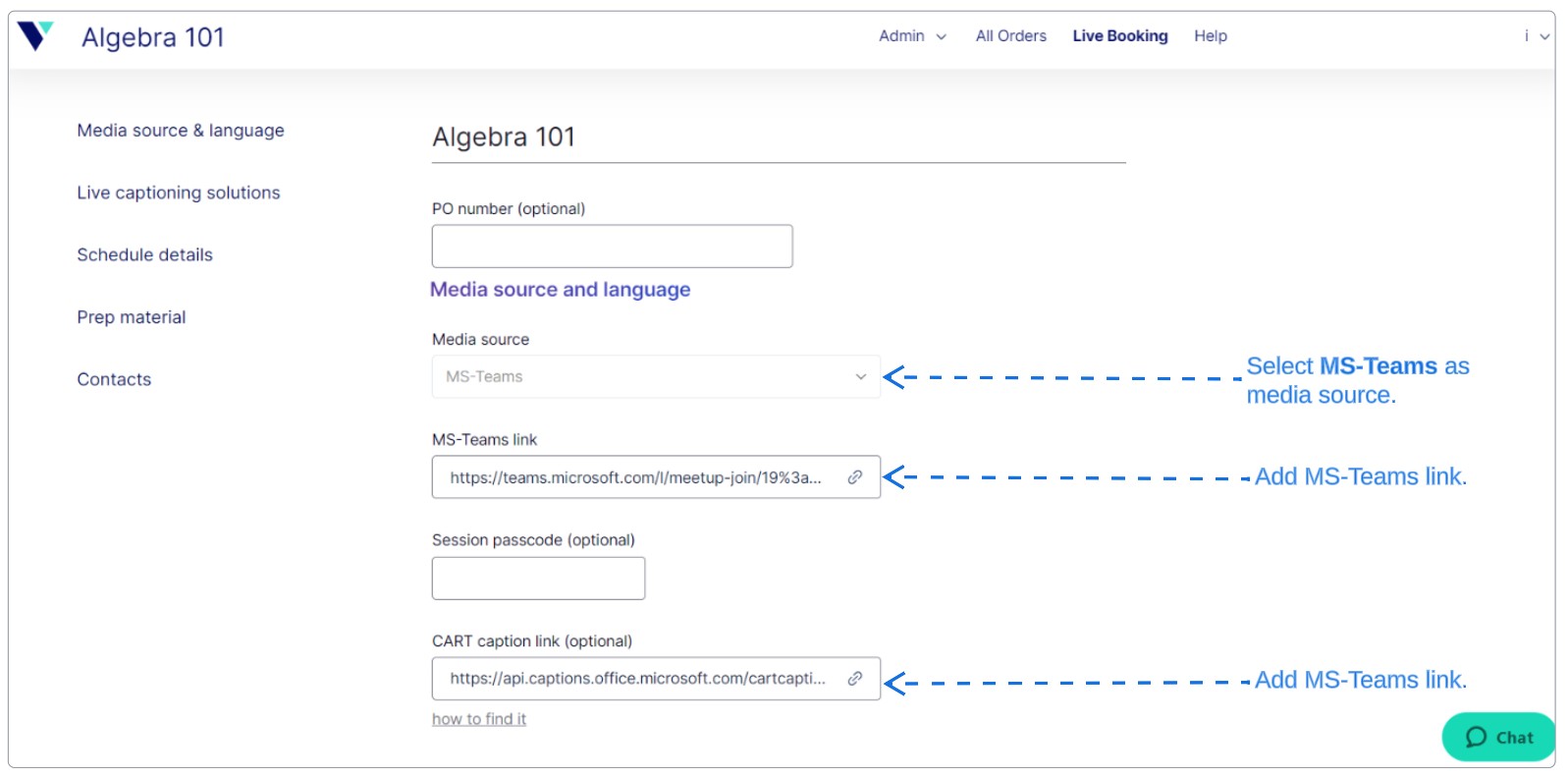 (Verbit) Microsoft Teams Live Captioning