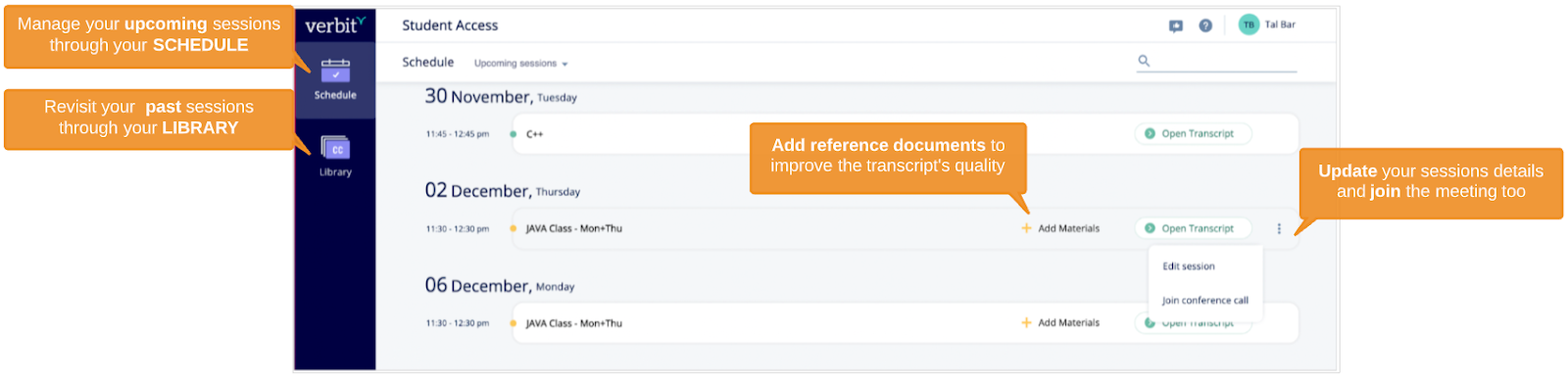 (Verbit) Student Access (Admin Version)