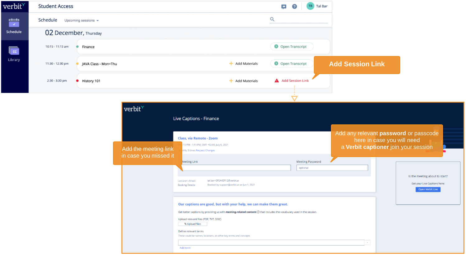 (Verbit) Student Access (Admin Version)
