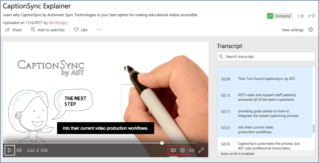(AST) Adding Closed Captions to Microsoft Stream Videos
