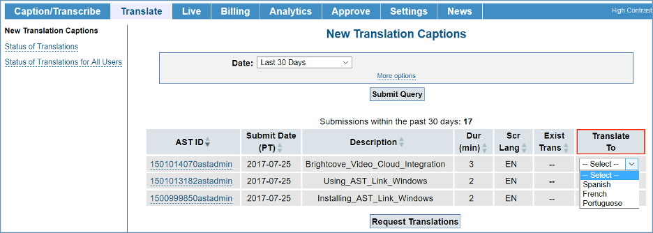 (AST) Using CaptionSync's Caption Translation Feature