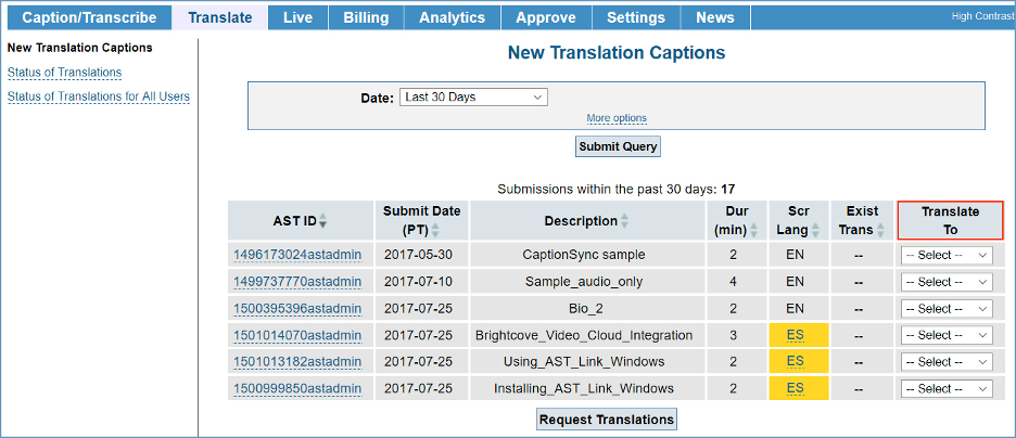 (AST) Using CaptionSync's Caption Translation Feature
