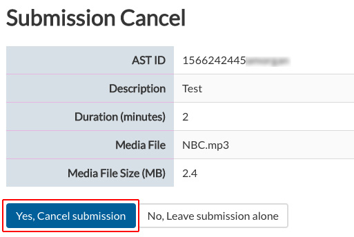 (AST) Cancelling a CaptionSync Submission